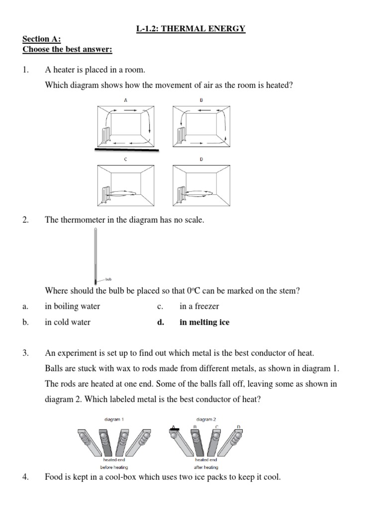 Thermal Energy Concepts and Experiments | PDF | Thermometer | Temperature