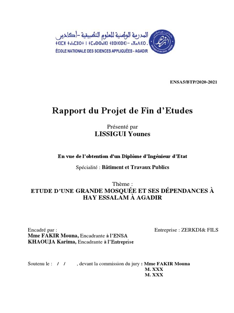 Rapport Pfe Salam Final | PDF | Béton | Mosquée