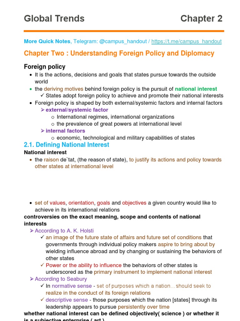 Global Trend Chap 2 Quick Note | PDF | Diplomacy | Aids