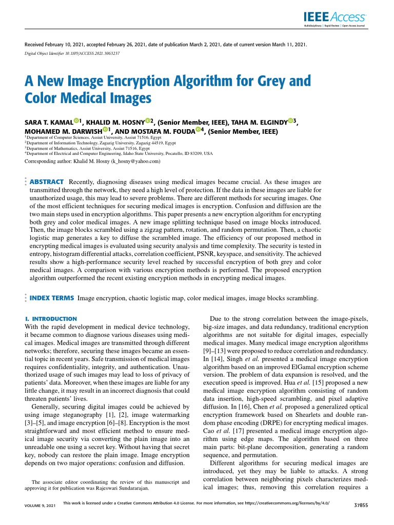 A New Image Encryption Algorithm For Grey and Color Medical Images ...