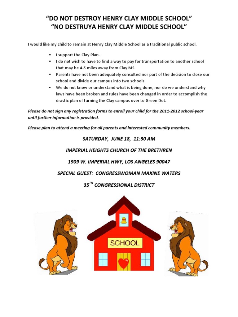 Save Henry Clay Middle School | PDF | Ciencias sociales | Estilo de vida