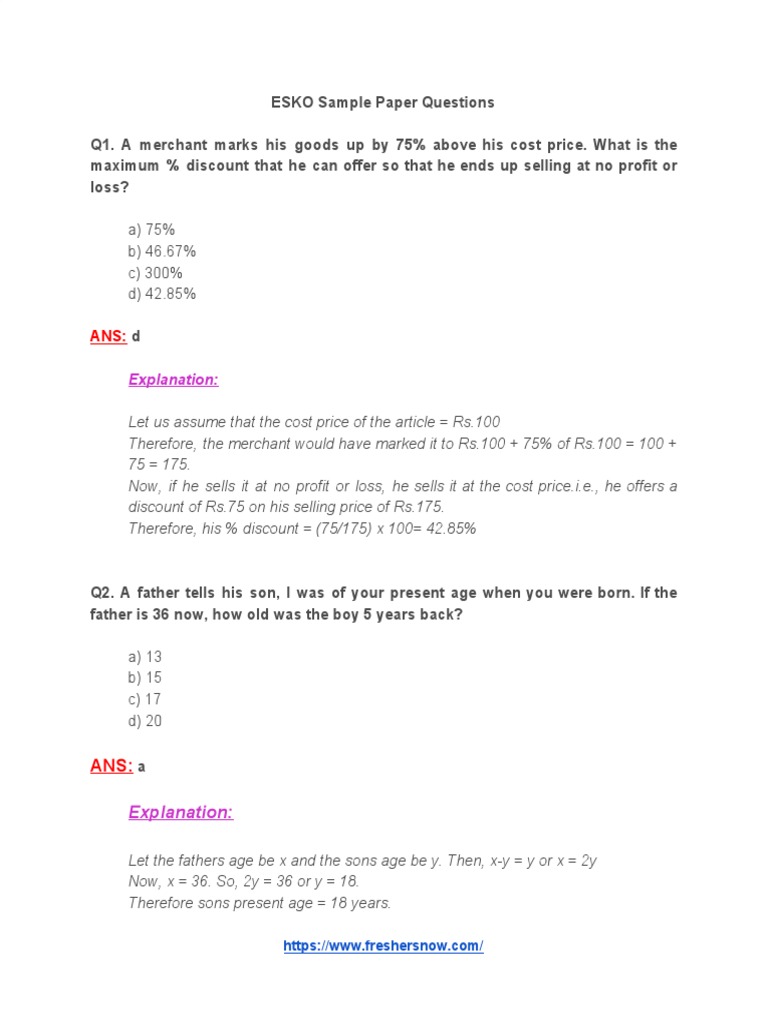 ESKO Sample Paper | PDF