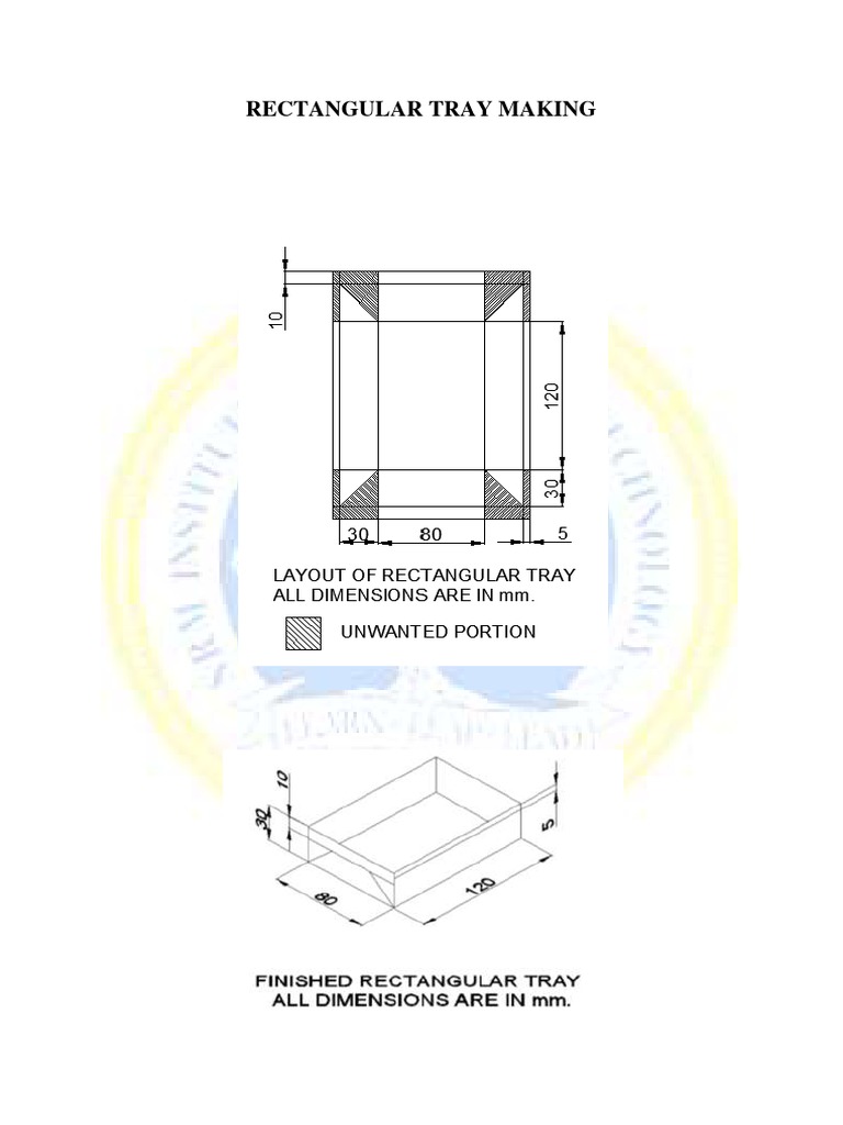 Ex No - 1 RECTANGULAR TRAY MAKING | PDF | Sheet Metal | Secondary ...