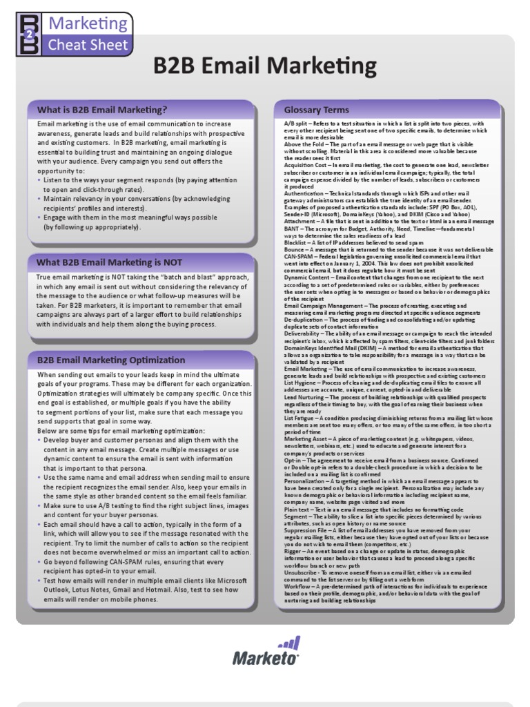 B2B Email Marketing Cheat Sheet | PDF