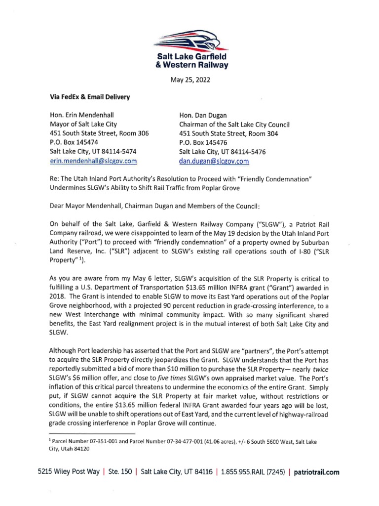 Patriot Rail Letter | PDF