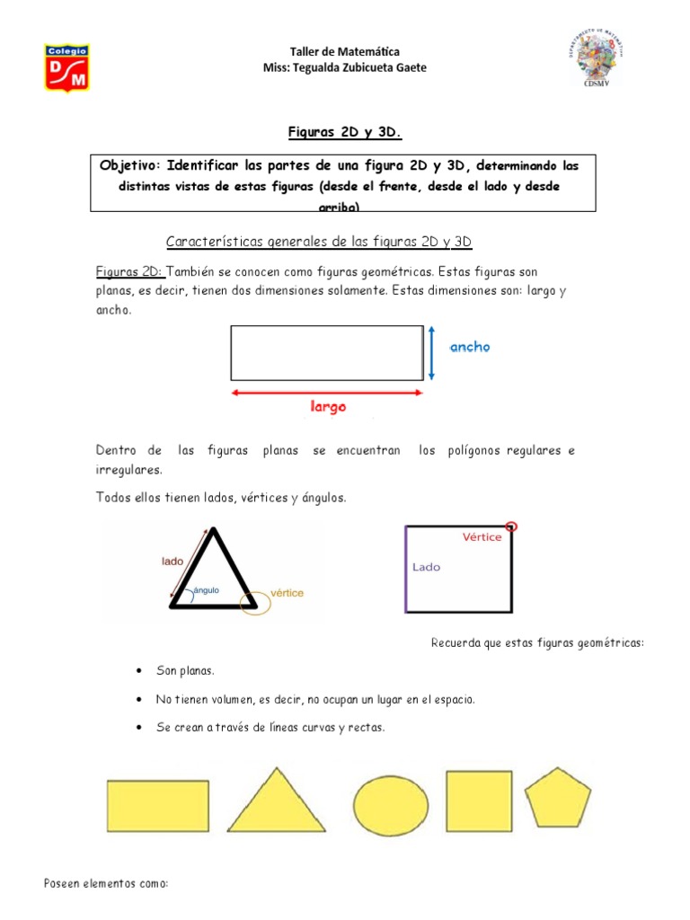 Diferencias entre Figuras 2D y 3D | PDF | Geometría | Dimensión