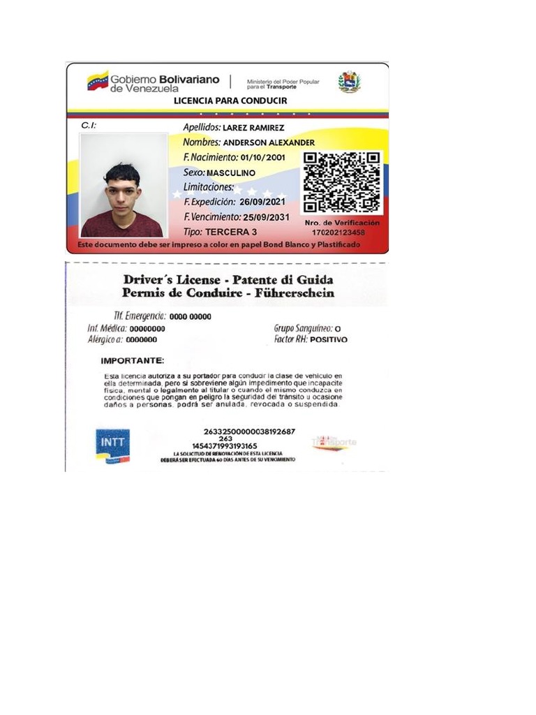 Licencia de Conducir Venezolana | PDF