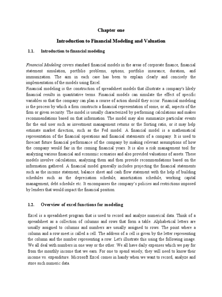 Chapter One Introduction To Financial Modeling and Valuation | PDF ...