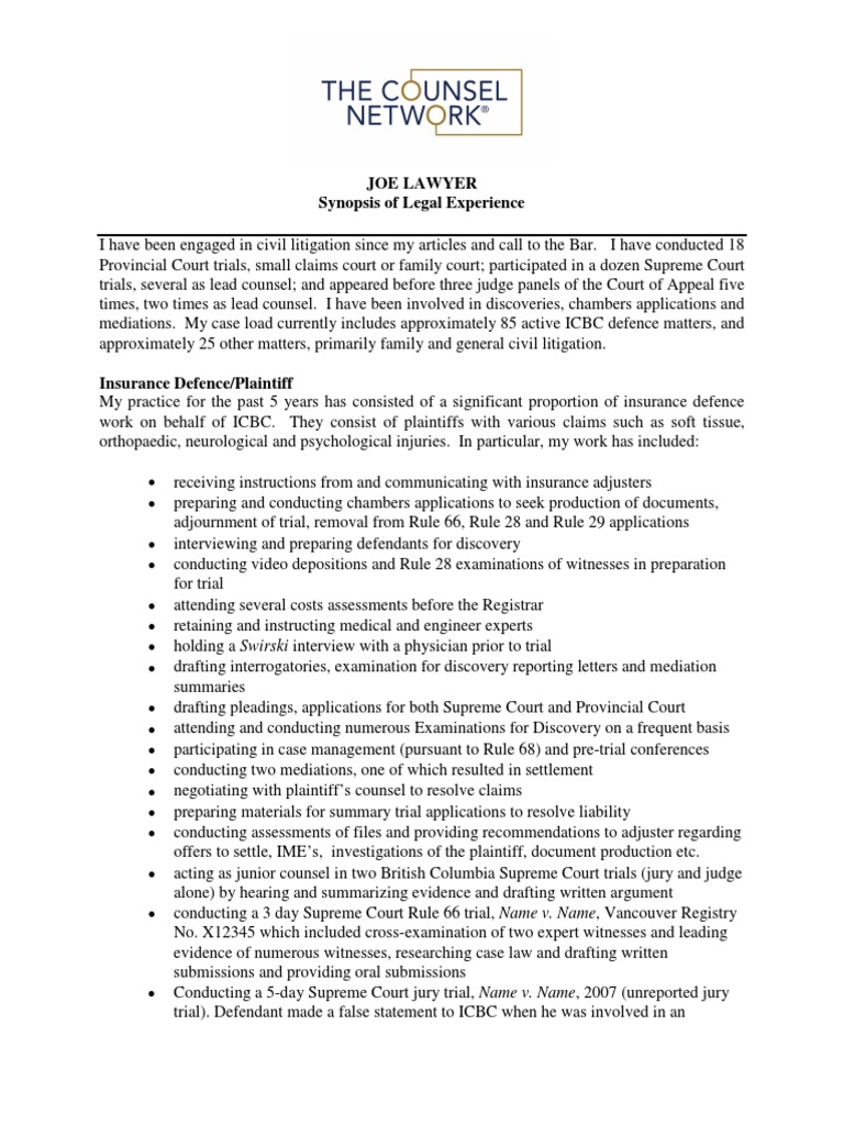 5 Sample Litigation Synopsis v01 1 | PDF | Discovery (Law) | Lawsuit