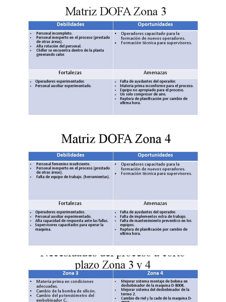 Matriz DOFA Zona 3 | PDF | Bomba | Bienes manufacturados