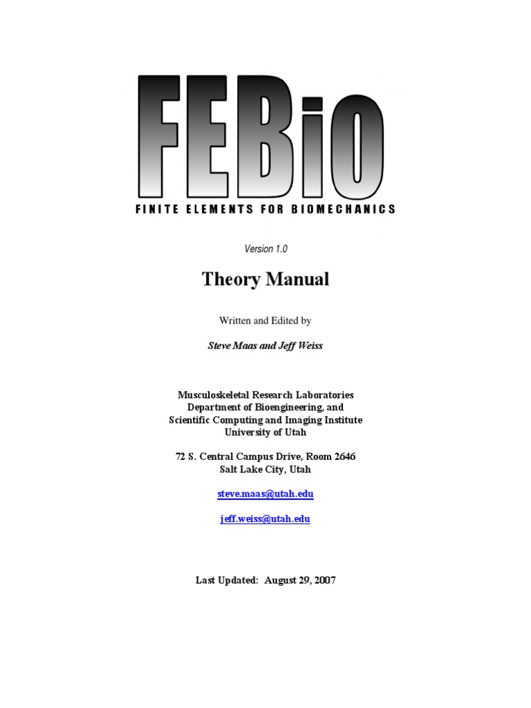 FEBio Theory Manual Overview | PDF | Stress (Mechanics) | Tensor