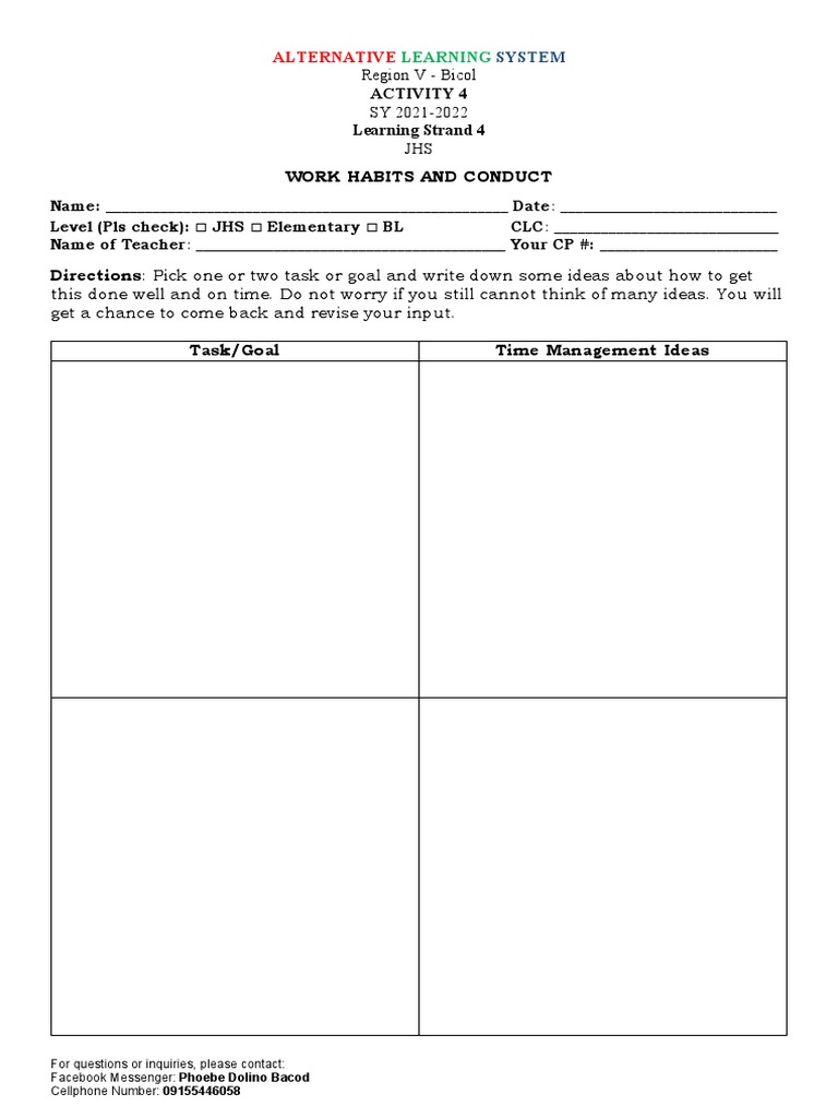 Module 4 Work Habits and Conduct Activity 4 | PDF