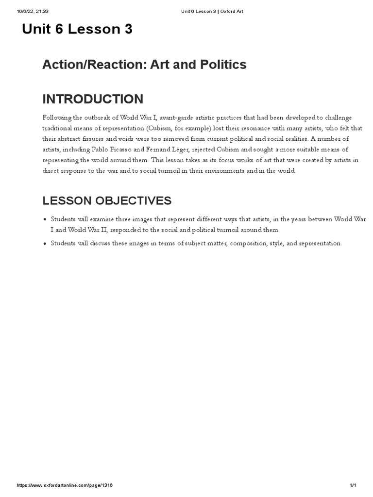 Unit 6 Lesson 3 - Oxford Art | PDF