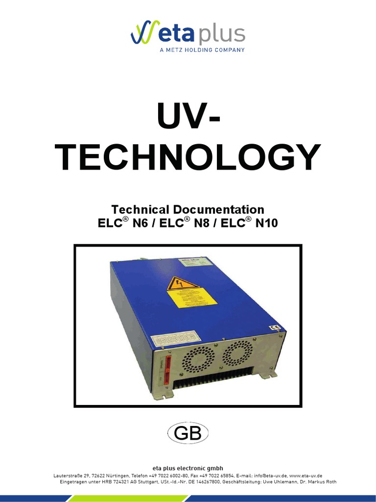 UV-Technology: Technical Documentation ELC N6 / Elc N8 / Elc N10 | PDF ...