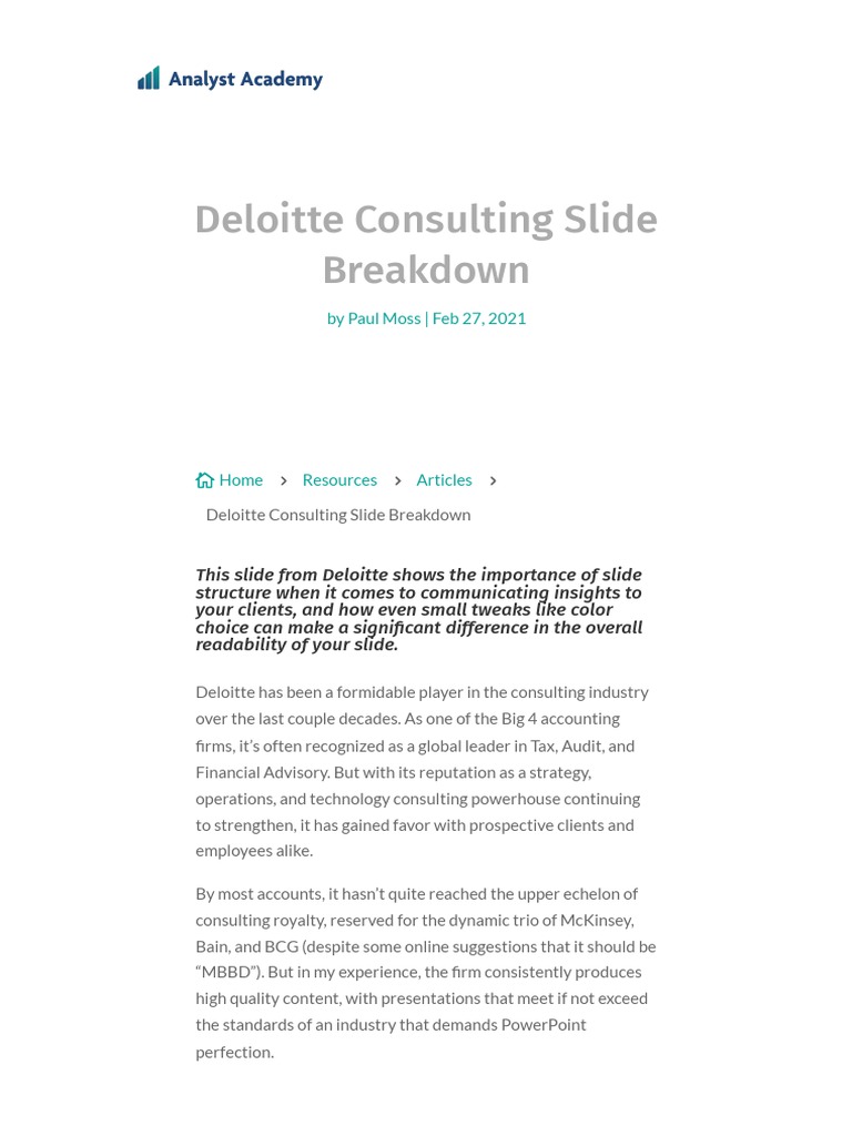 Deloitte Consulting Slide Breakdown - Analyst Academy | Download Free ...