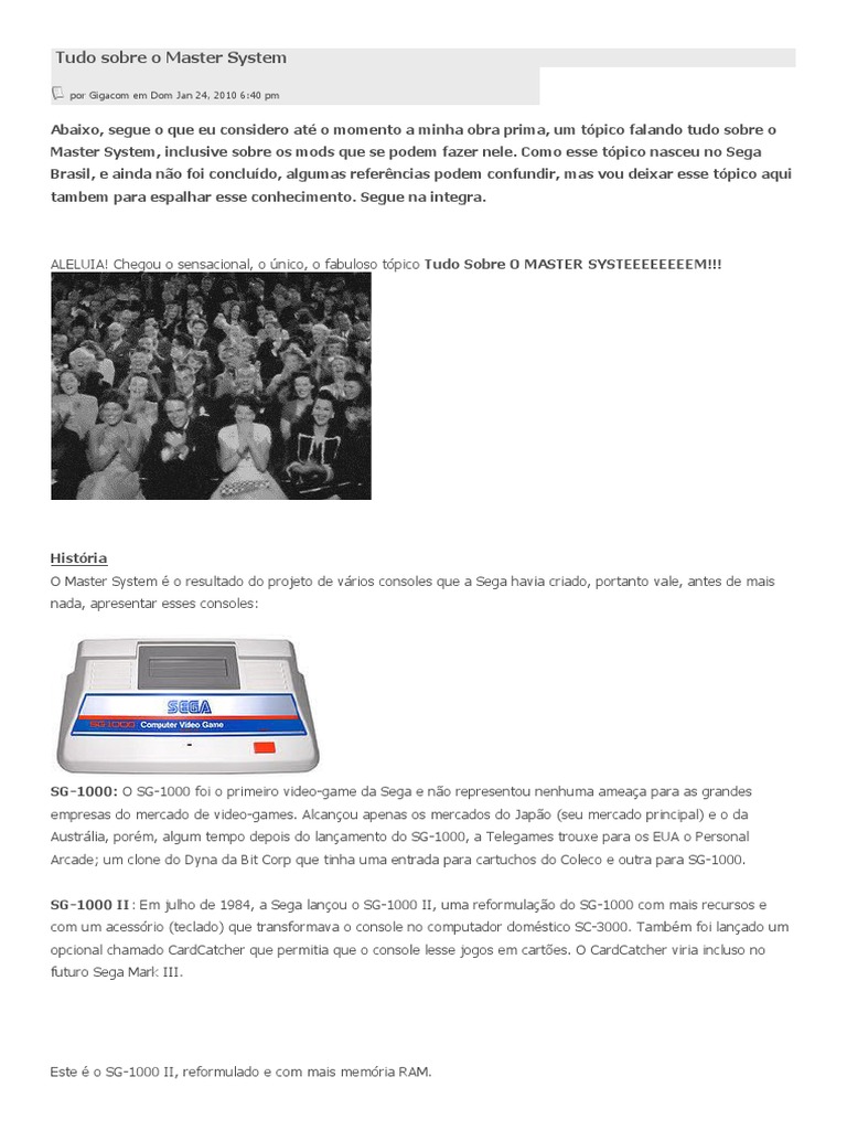 Tudo Sobre o Master System | PDF | Informática