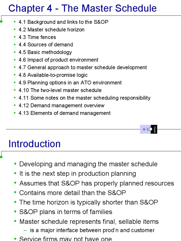 Master Scheduling Overview and Process | PDF | Inventory | Scheduling ...
