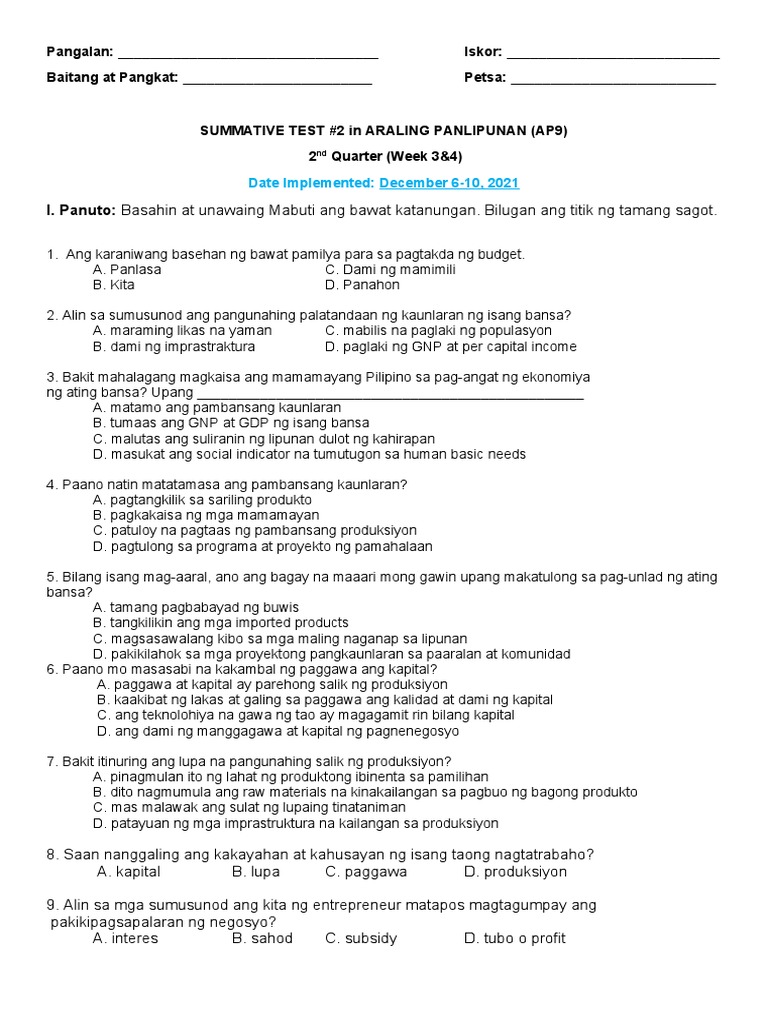 2nd Quarter - AP - Week 3&4 | PDF