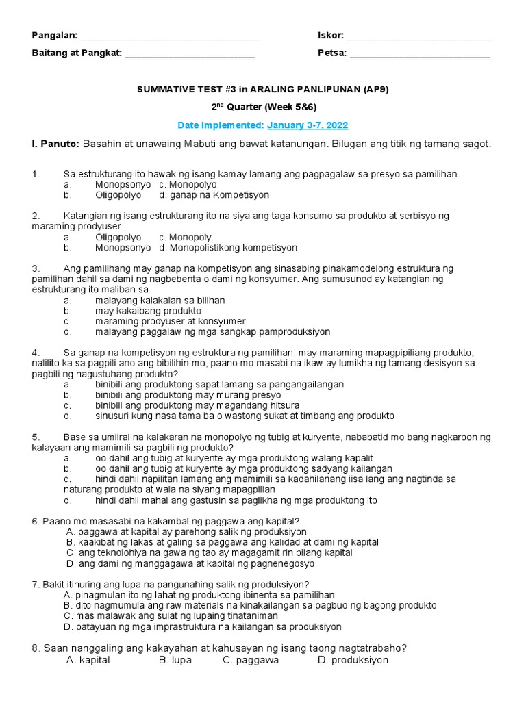 2ND Quarter - Ap - Week 5&6 | PDF