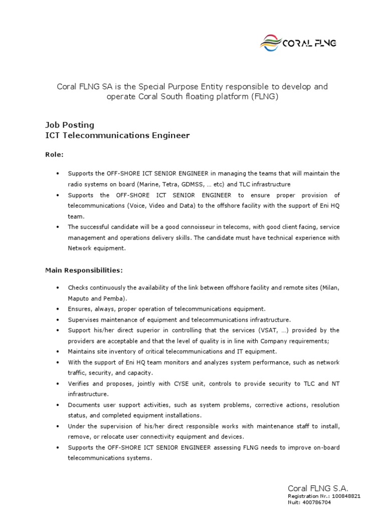 Job Posting - ICT Telecommunications Engineer | PDF | Cisco ...