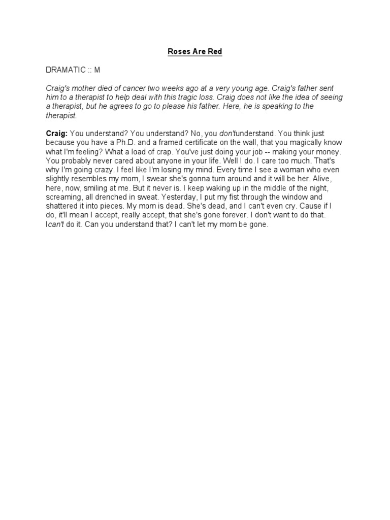 Roses Are Red Monologue | PDF