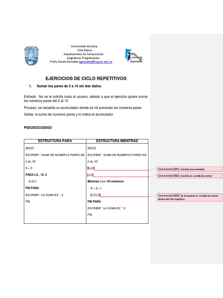 Ejercicios de Ciclo Repetitivos | PDF | Desarrollo de software ...