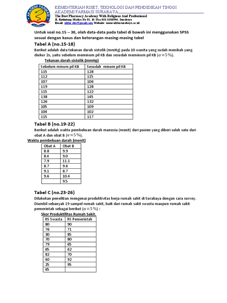 UTS Statistika 2022-2023 Table 15-30 | PDF