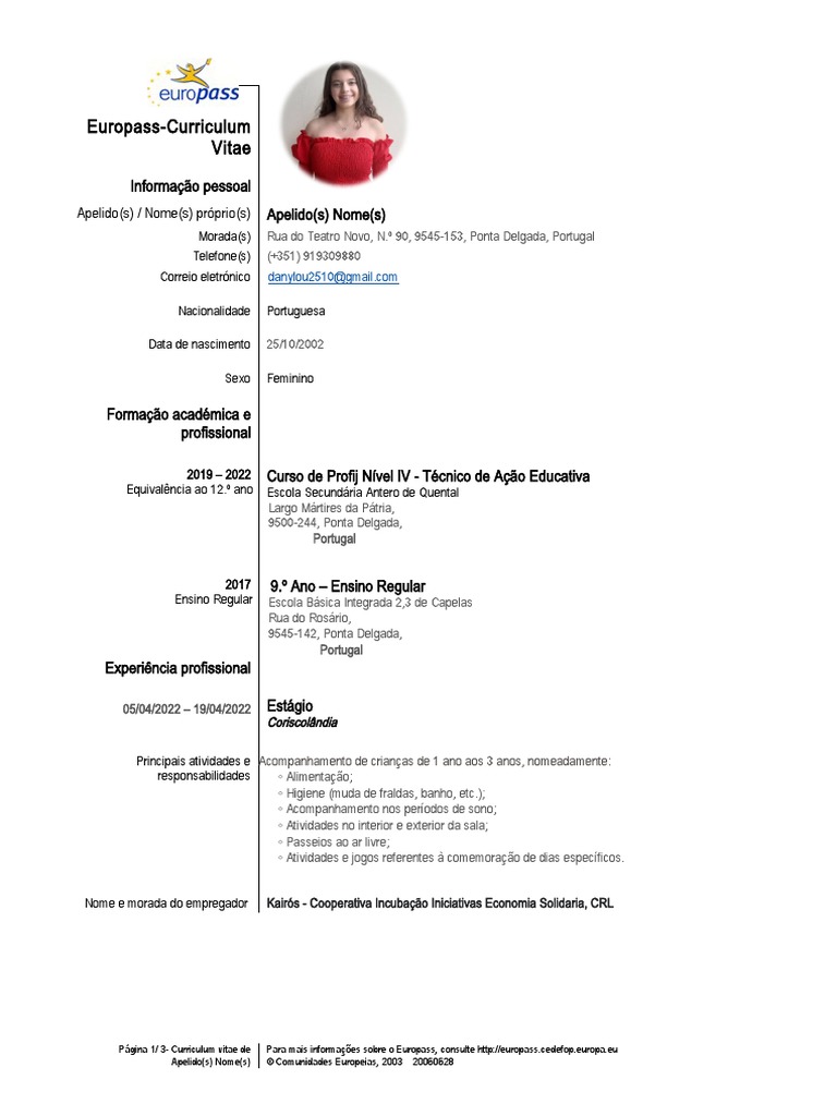 CV Daniela | PDF | Portugal