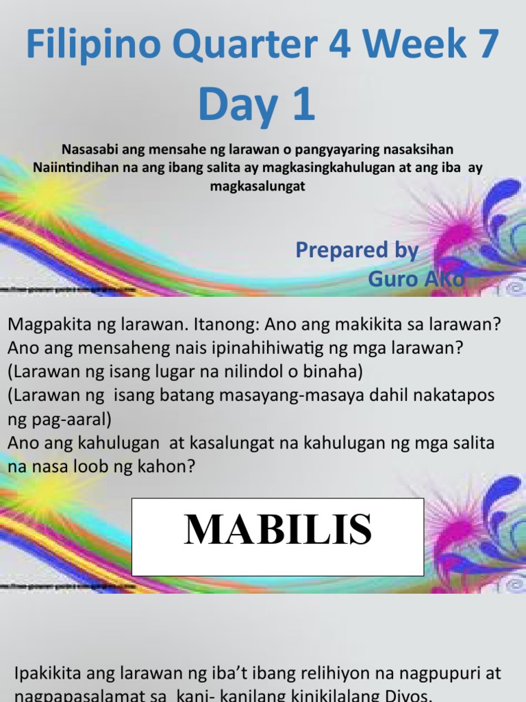 Grade 2 PPT Filipino Q4 W7 | PDF
