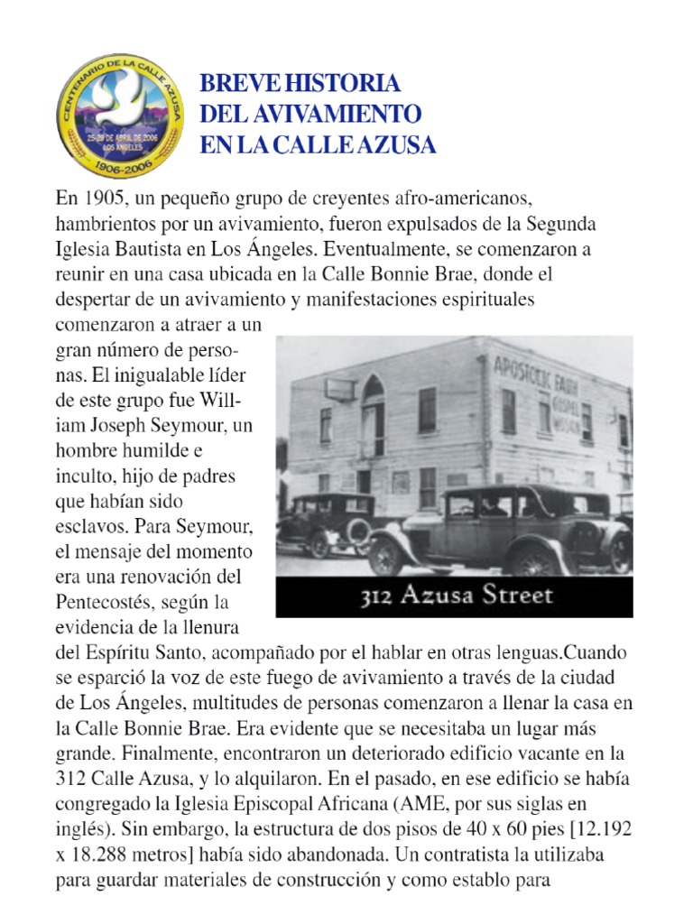 BREVE HISTORIA DEL AVIVAMIENTO EN LA CALLE AZUSA - PDF Descargar Libre ...