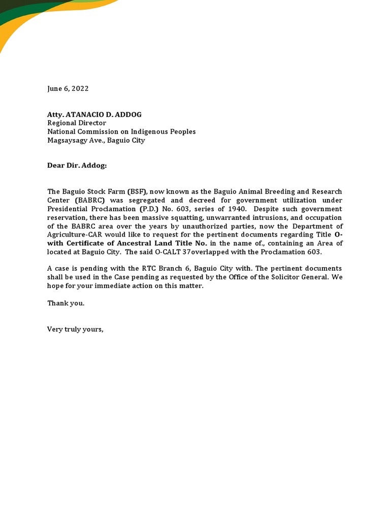 NCIP Letter Calt | PDF