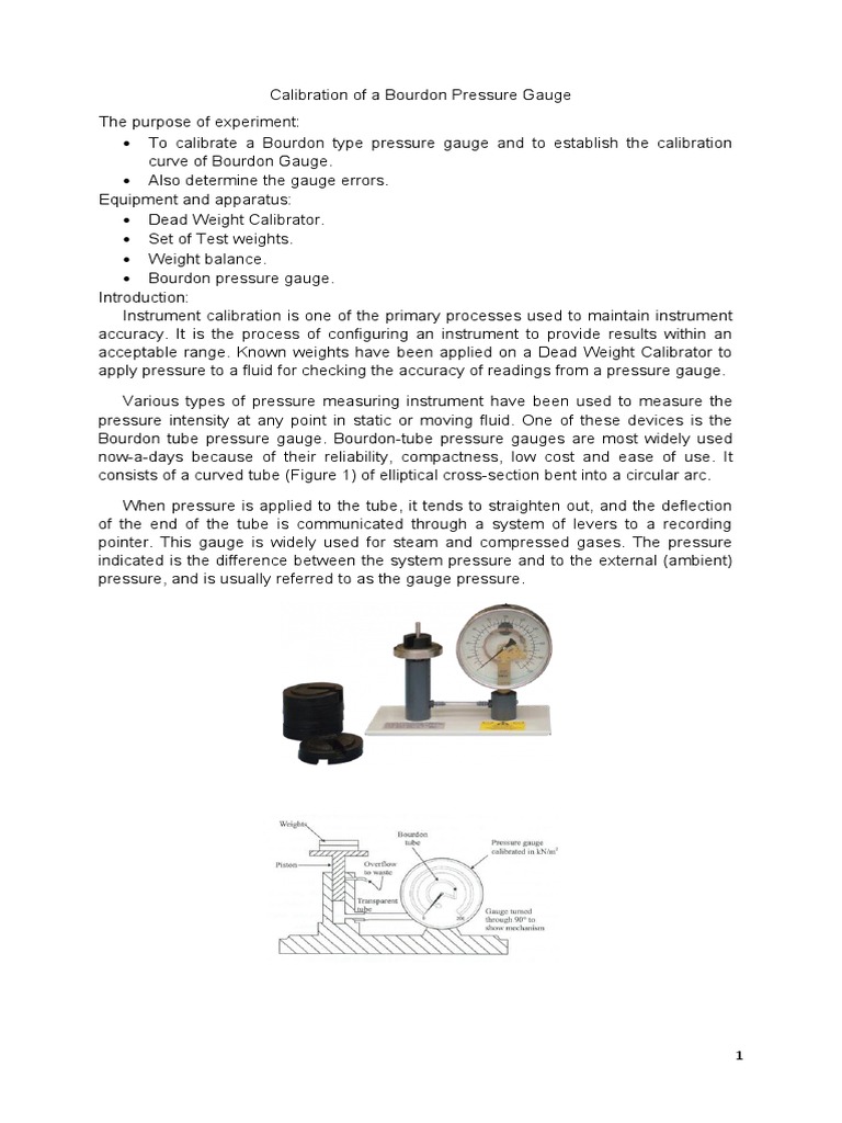 Calibration of A Bourdon Pressure Gauge | PDF | Pressure Measurement ...