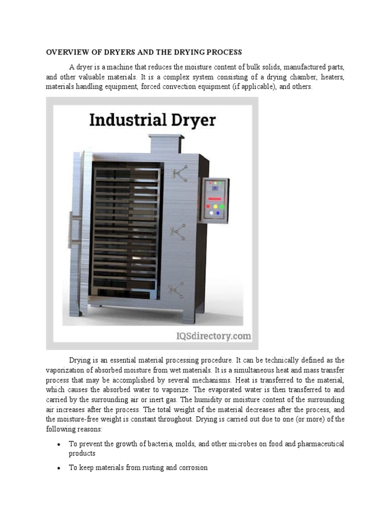 Overview of Dryers and The Drying Process | PDF | Freeze Drying ...