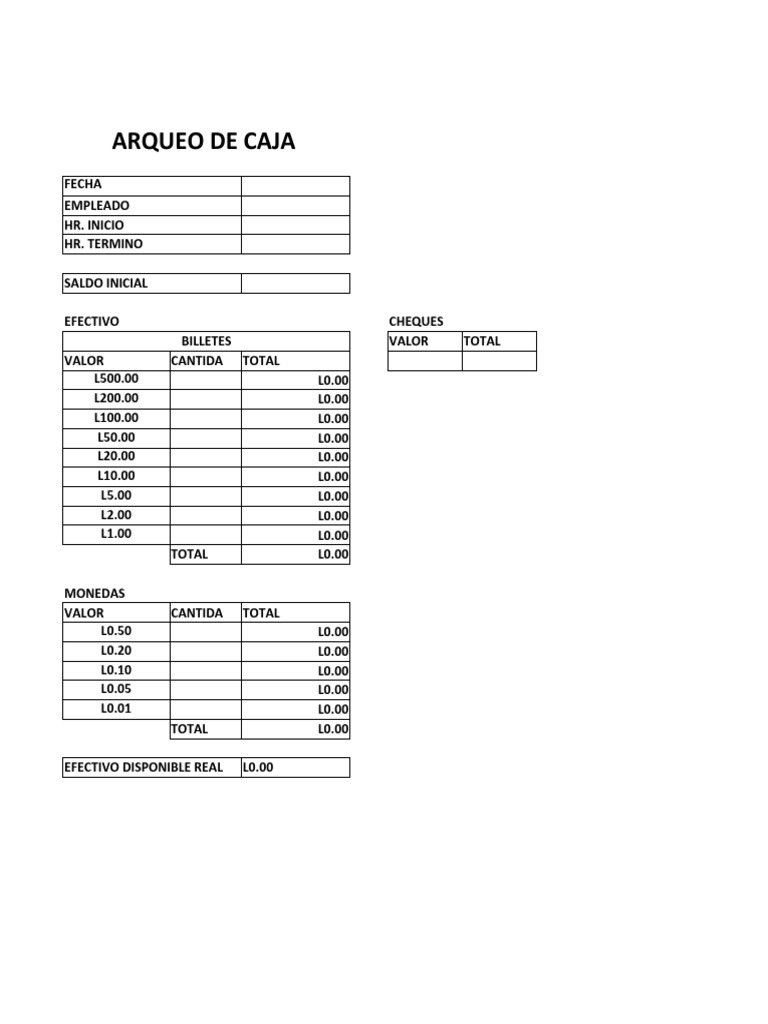 Arqueo de Caja | PDF
