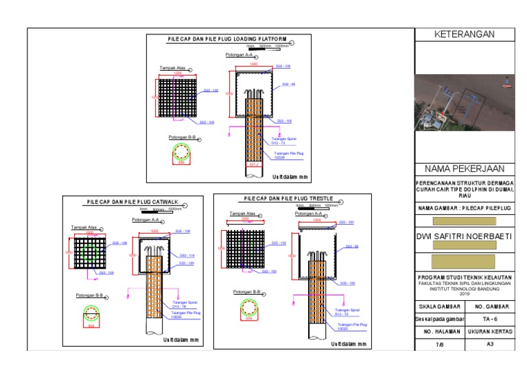 Detail Pile Cap dan Pile Plug Dermaga | PDF