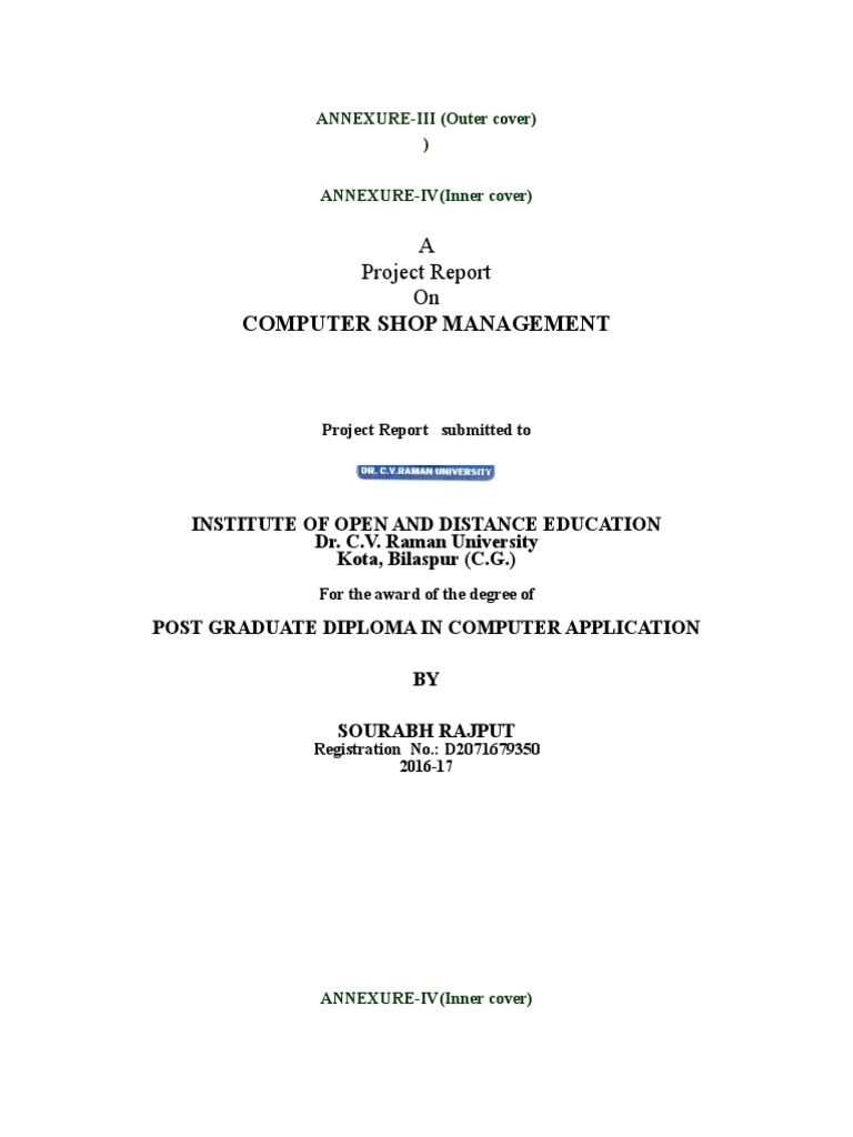 Computer Shop Management: A Project Report On | PDF | Cognition