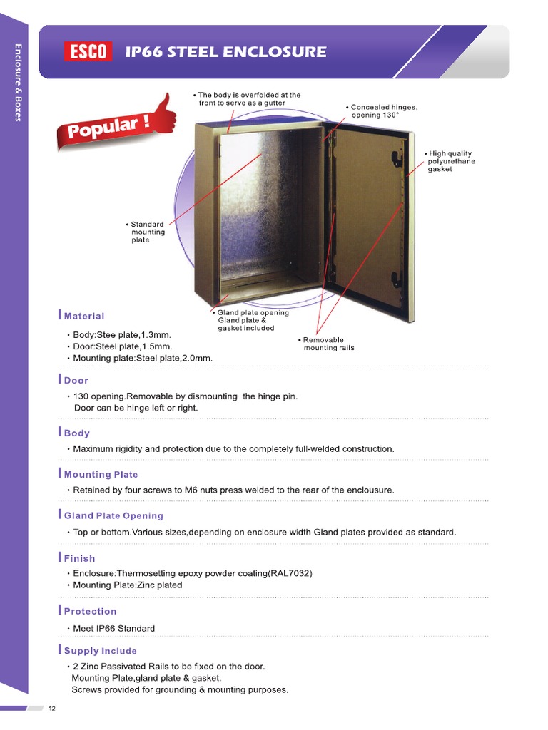 Page0012 IP66 ESCO STEEL ENCLOSURE. | PDF