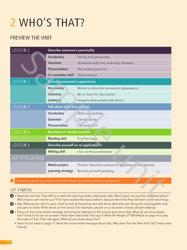 StartUp Level2 Teacher Edition Unit2 | PDF | Question | Vocabulary
