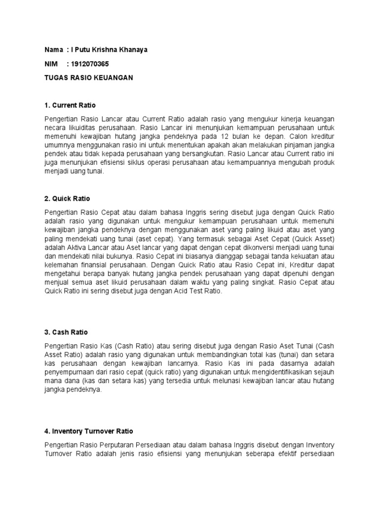 Panduan Lengkap Rasio Keuangan Perusahaan | PDF | Bisnis