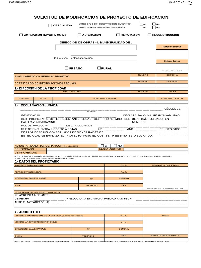 Nuevo Formulario Permiso de Edificacion | PDF