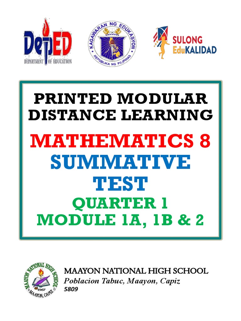 Summative Test - Quarter 1 - Module 1A, 1B, & 2 | PDF | Mathematics