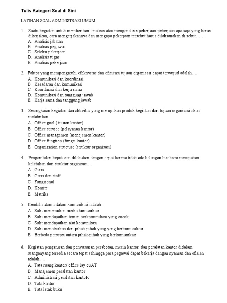 Latihan Soal Admu | PDF | Karier & Perkembangan