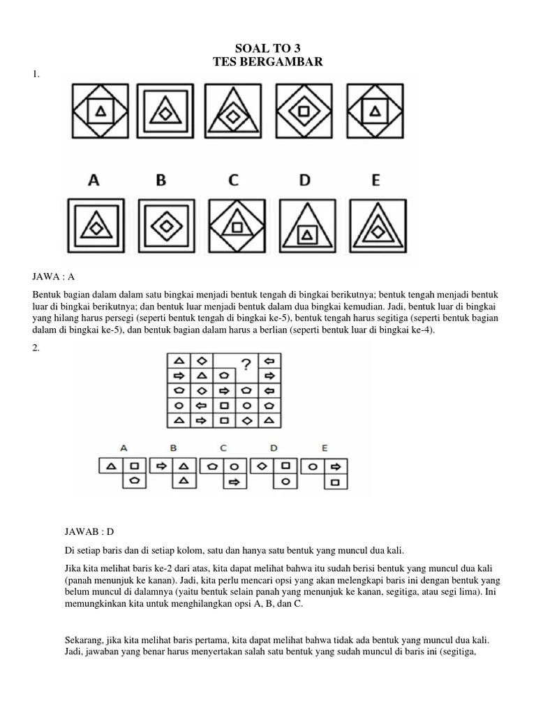 Soal To3 - Tes Bergambar | PDF