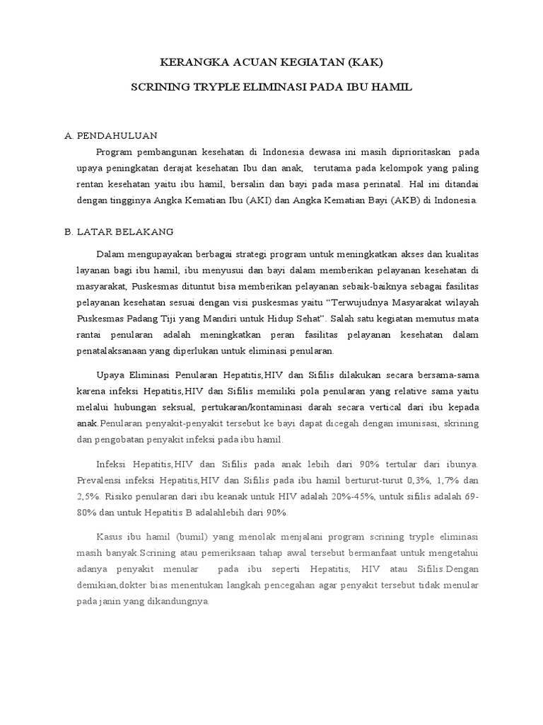 Skrining Triple Eliminasi Ibu Hamil | PDF | Bisnis | Sains & Matematika