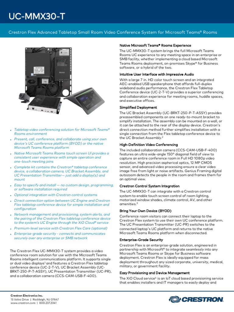 UC-MMX30-T: Crestron Flex Advanced Tabletop Small Room Video Conference ...