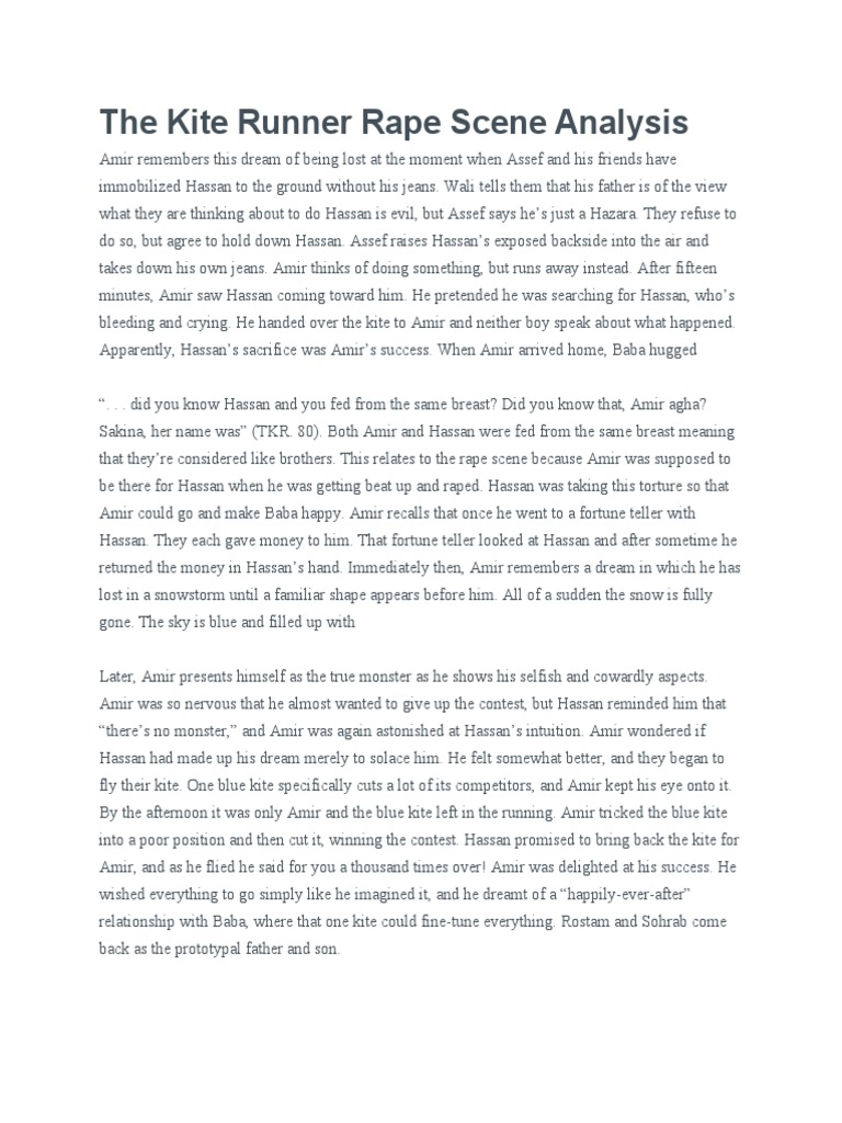 The Kite Runner Rape Scene Analysis | PDF