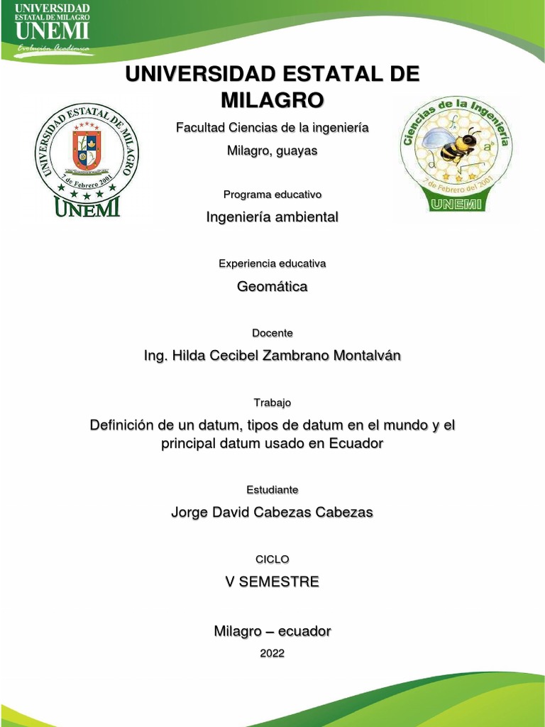 Definición de Un Datum, Tipos de Datum en El Mundo y El Principal Datum ...