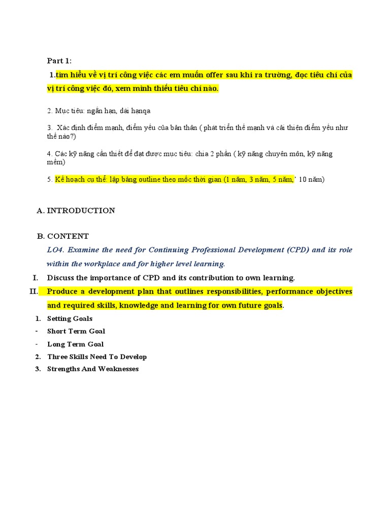 LO4. Examine The Need For Continuing Professional Development (CPD) and Its Role Within The ...