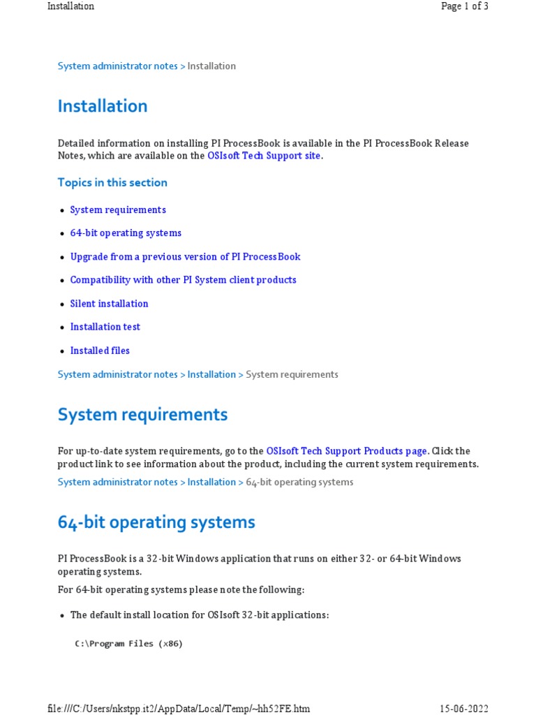 Pi_ProcessBook_HelpDocument | PDF | Installation (Computer Programs ...