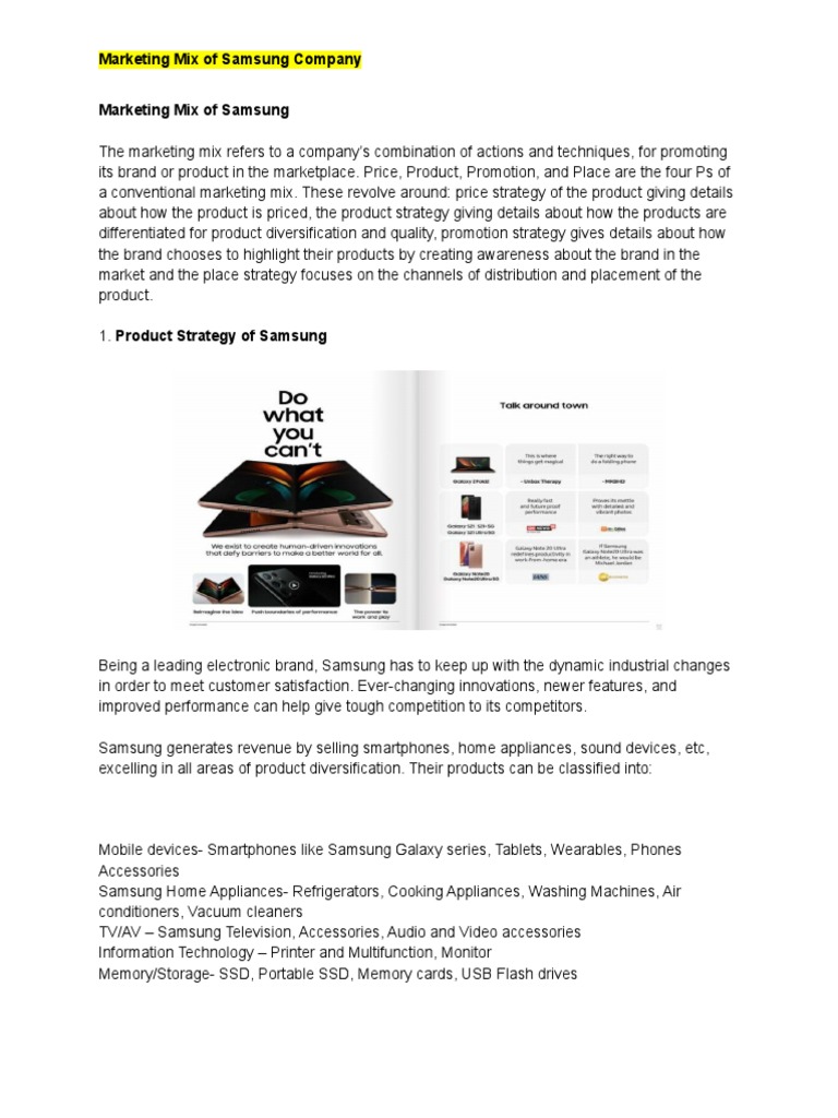Samsung's Marketing Mix Strategies | PDF | Samsung | Smartphone